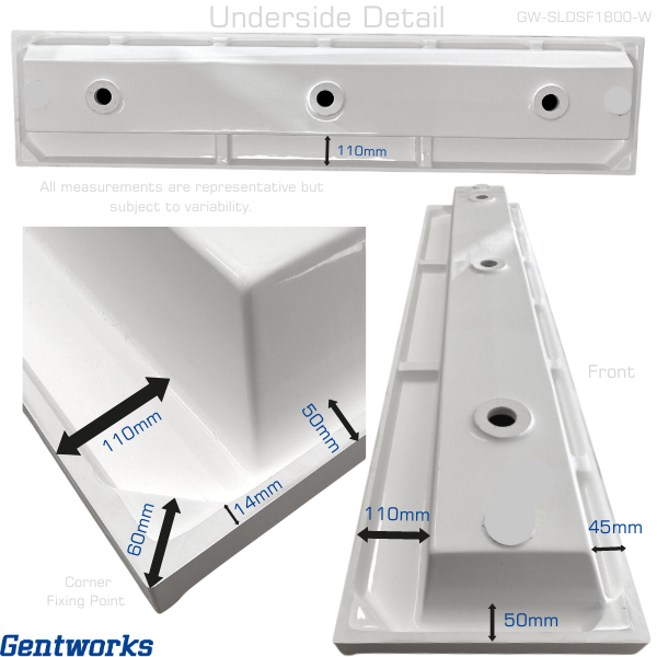 Solid Surface Wash Trough 1800mm For Cabinet or Underframe Mounting